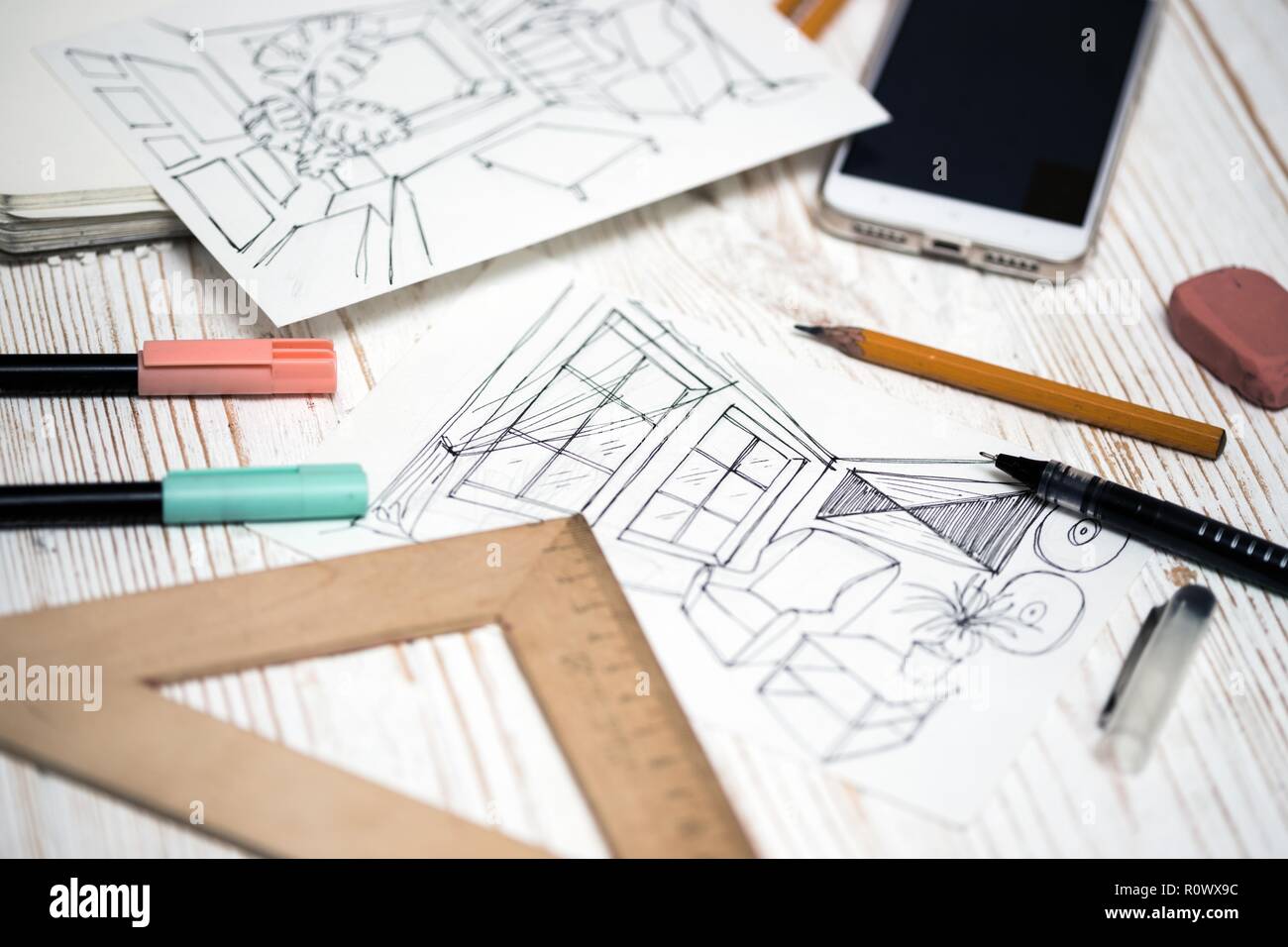 Interior sketch hi-res stock photography and images - Alamy