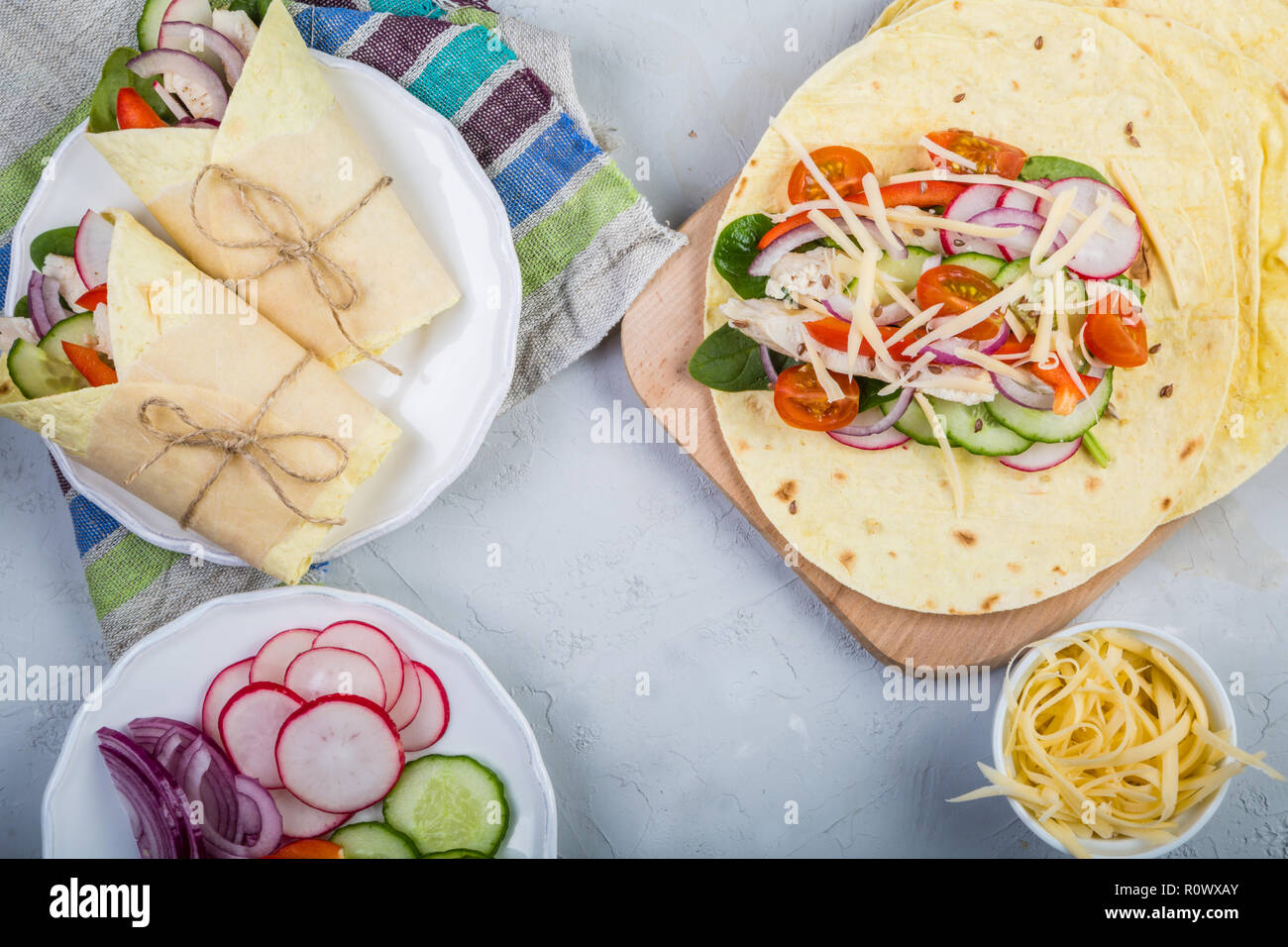 Wrap tortilla wrap overhead hi-res stock photography and images - Alamy