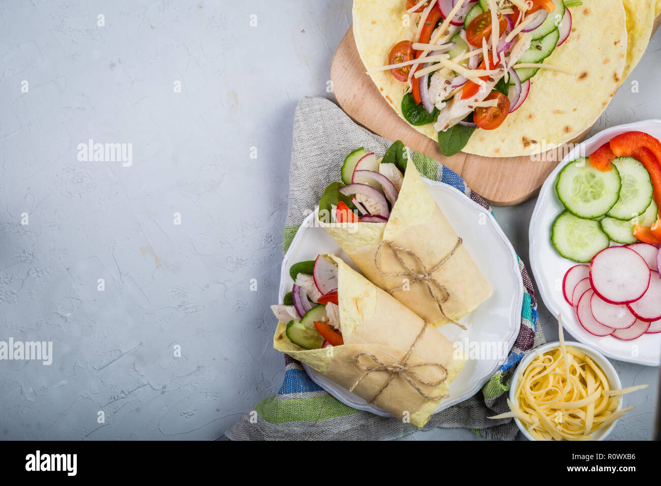 Chicken wrap top view hi-res stock photography and images - Alamy