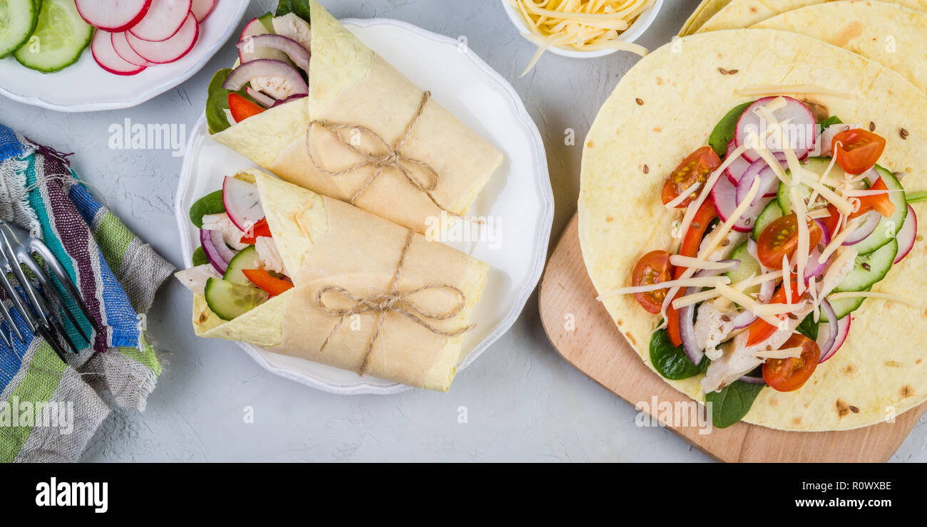 Wrap tortilla wrap overhead hi-res stock photography and images - Alamy