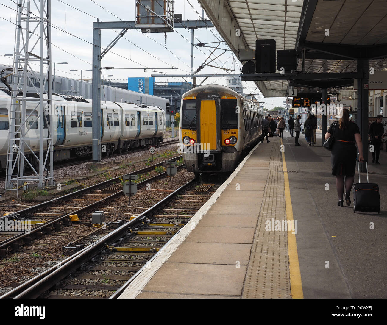 CAMBRIDGE, UK - CIRCA OCTOBER 2018: Train at Cambridge railway station ...