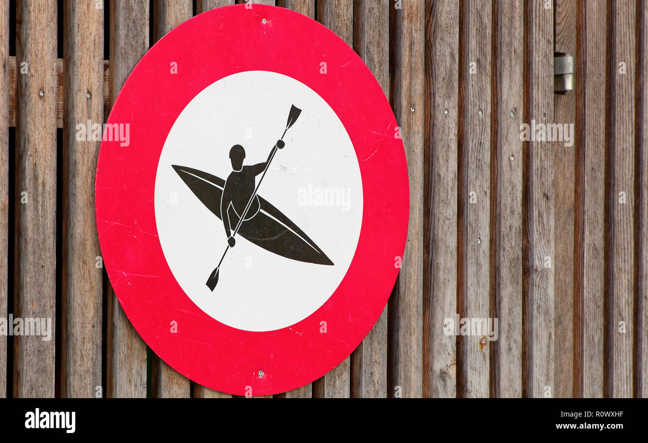 A sign "no kayaking Stock Photo - Alamy