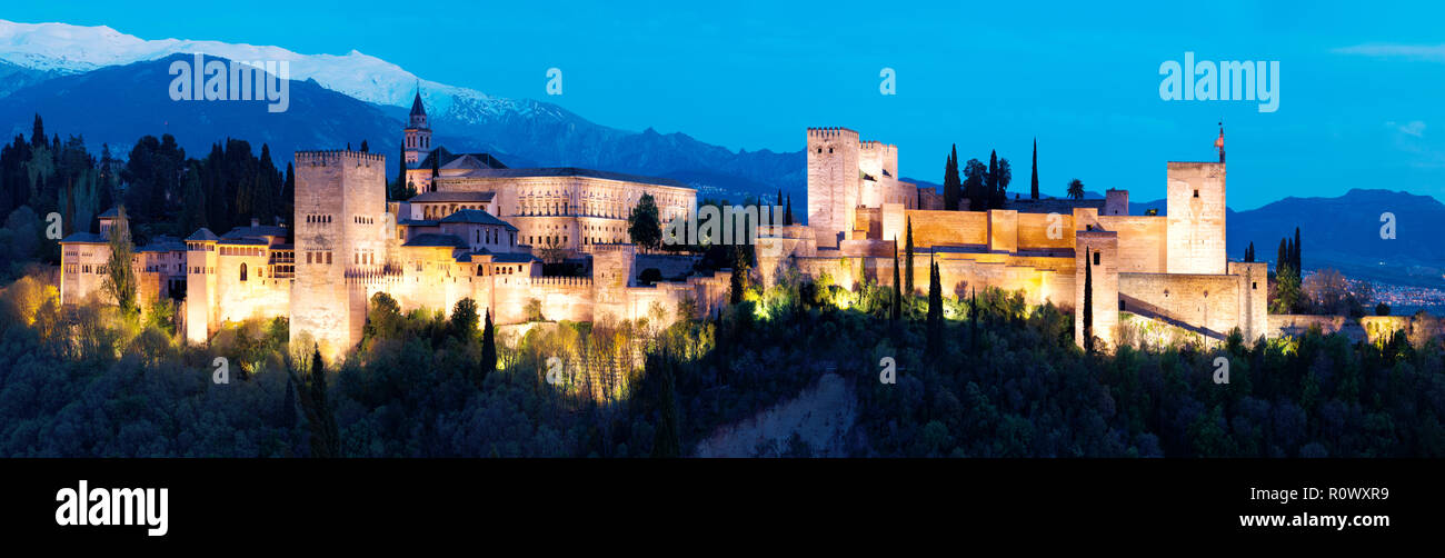 The Alhambra Palace photographed at Night Stock Photo - Alamy