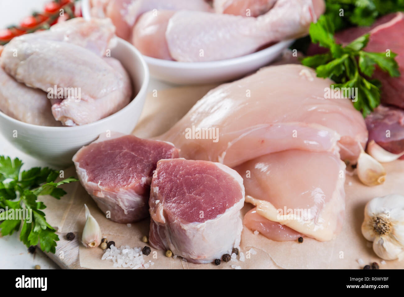 Chicken different cuts of meat hi-res stock photography and images - Alamy