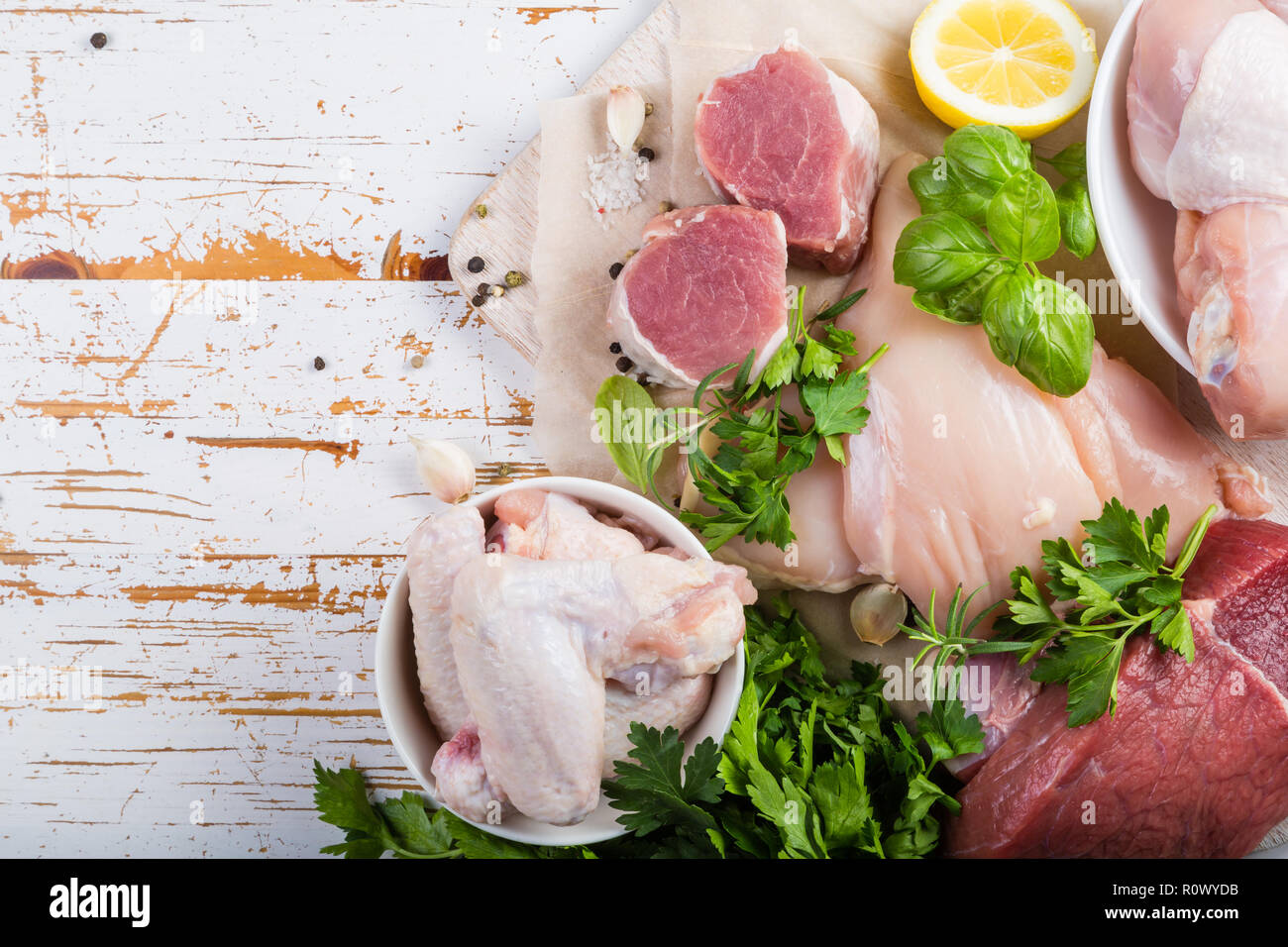 Selection of different meat cuts Stock Photo - Alamy