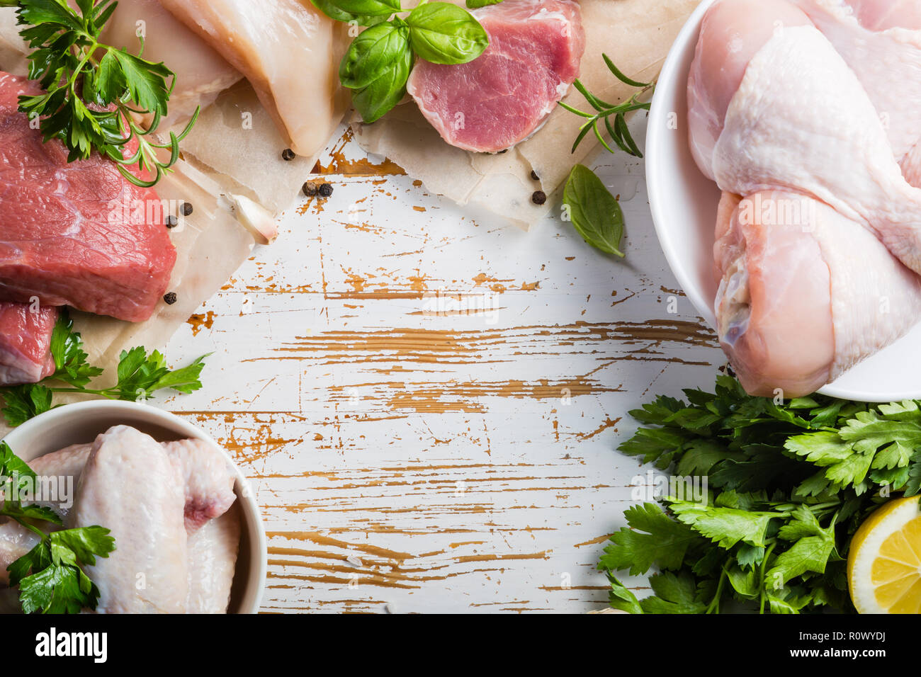 Selection of different meat cuts Stock Photo - Alamy