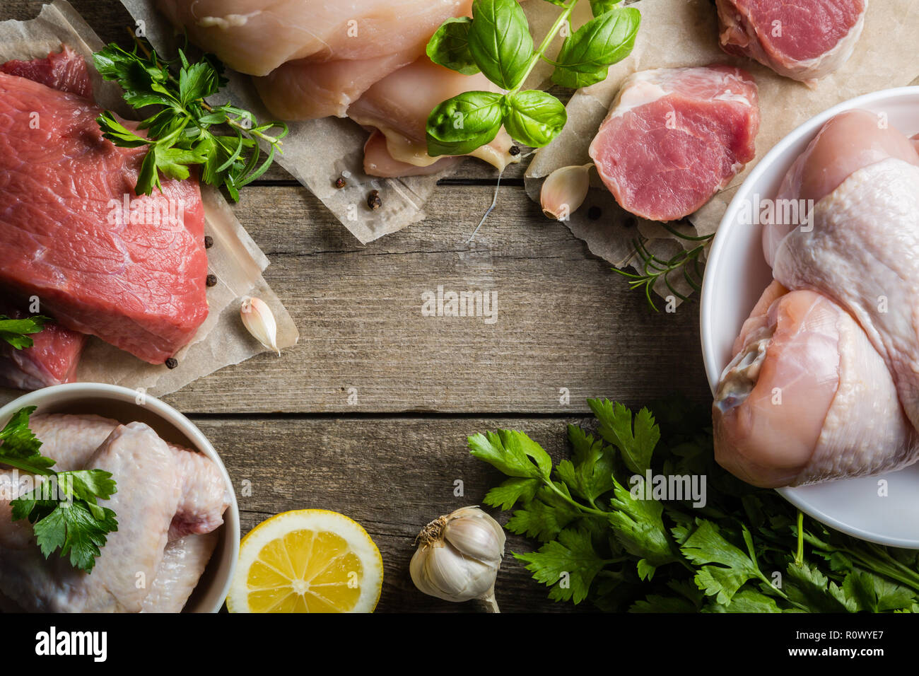 Selection of different meat cuts Stock Photo - Alamy