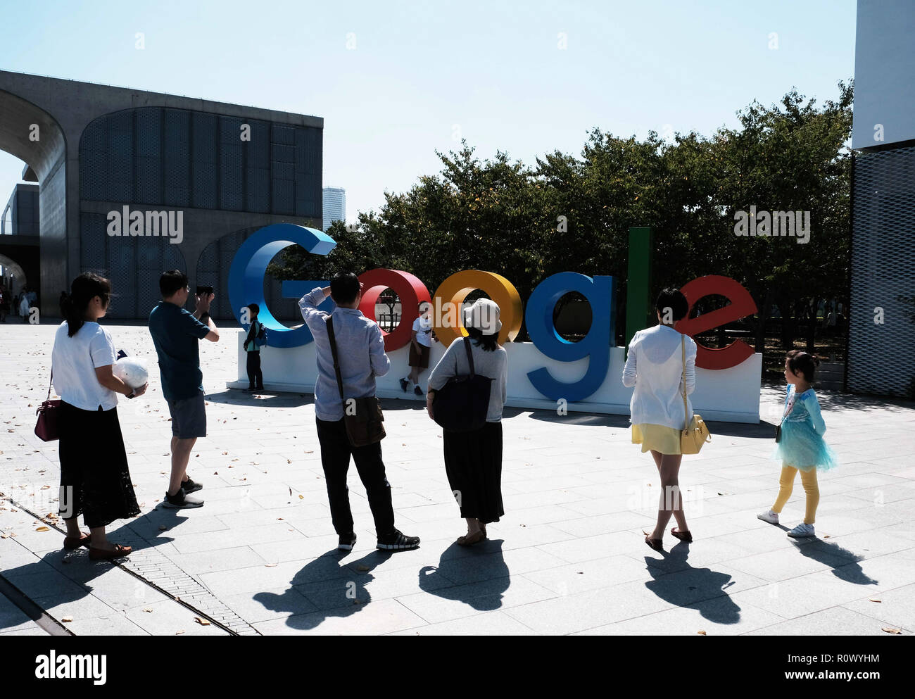 SINGAPORE, March 2018: Google logo on campus being photographed Stock ...
