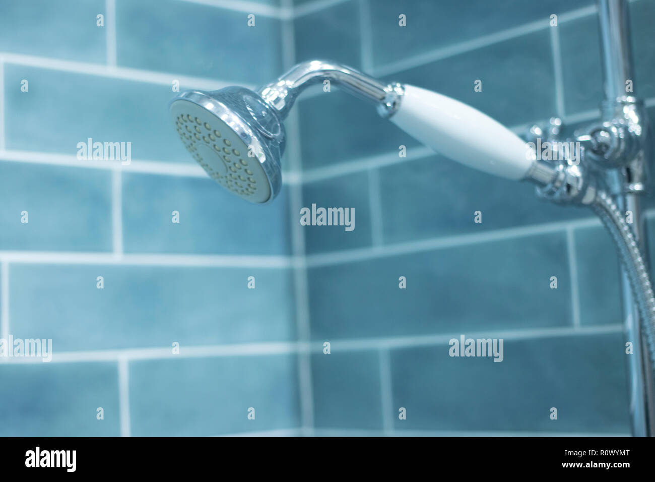 Bathroom chrome shower head showroom display of new design option for ...