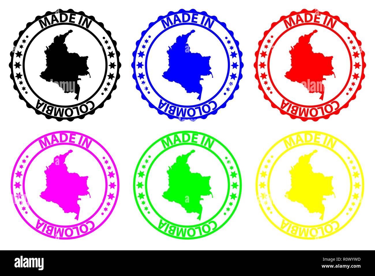 Made in Colombia - rubber stamp - vector, Colombia map pattern - black ...