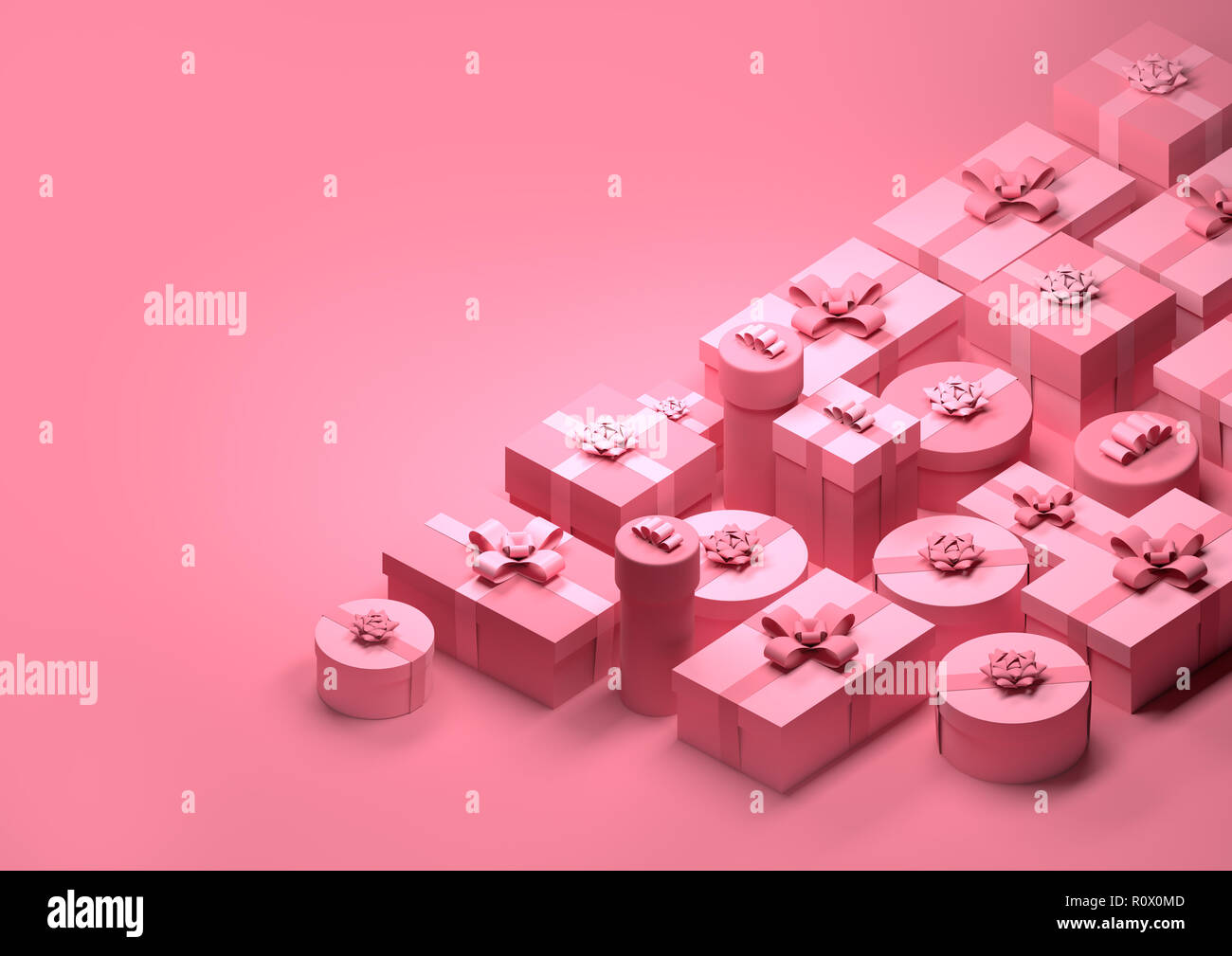 Pink Christmas Presents background design. 3d Illustration Stock Photo ...