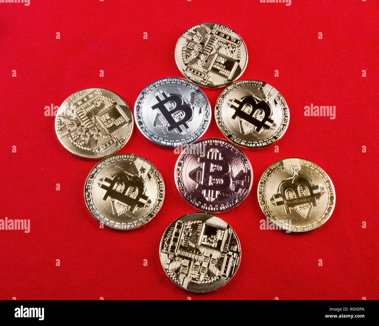 Bitcoins digital money, cryptocurrency, electronic cash. Gold Coins on ...