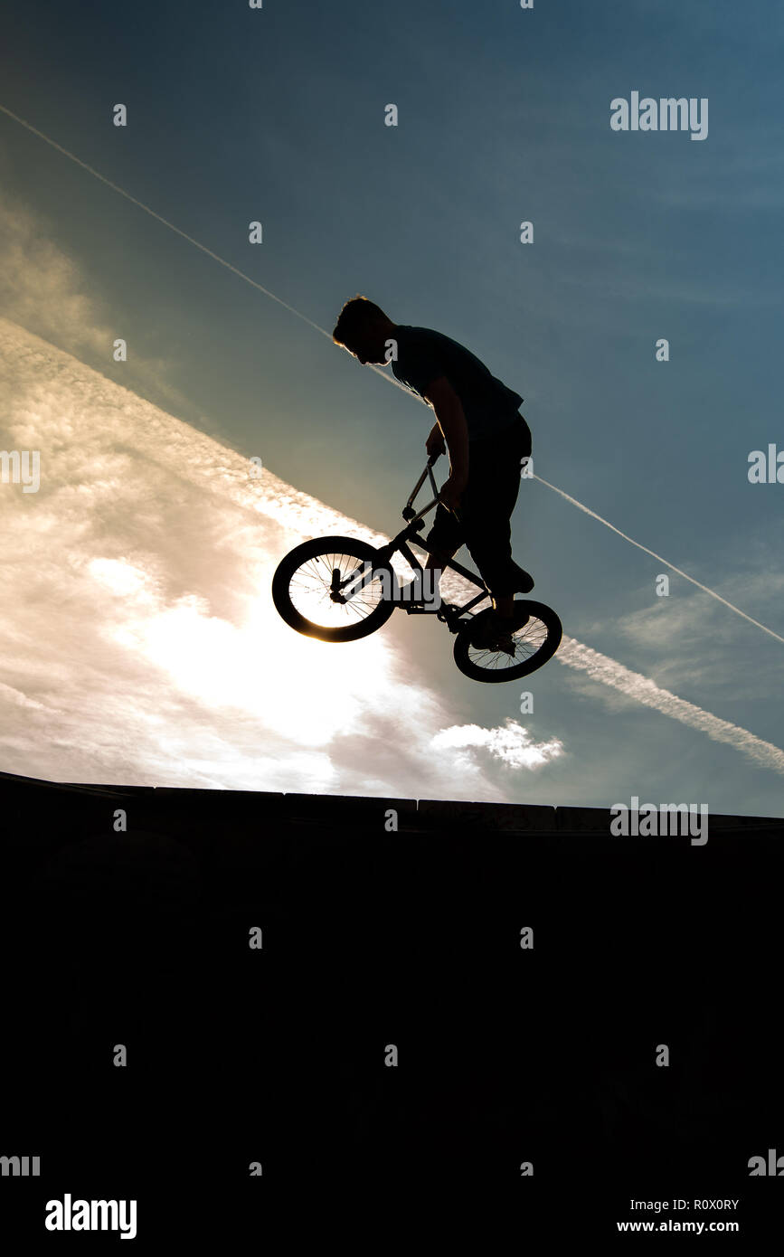 Boy riding his bmx in forest hi-res stock photography and images - Alamy
