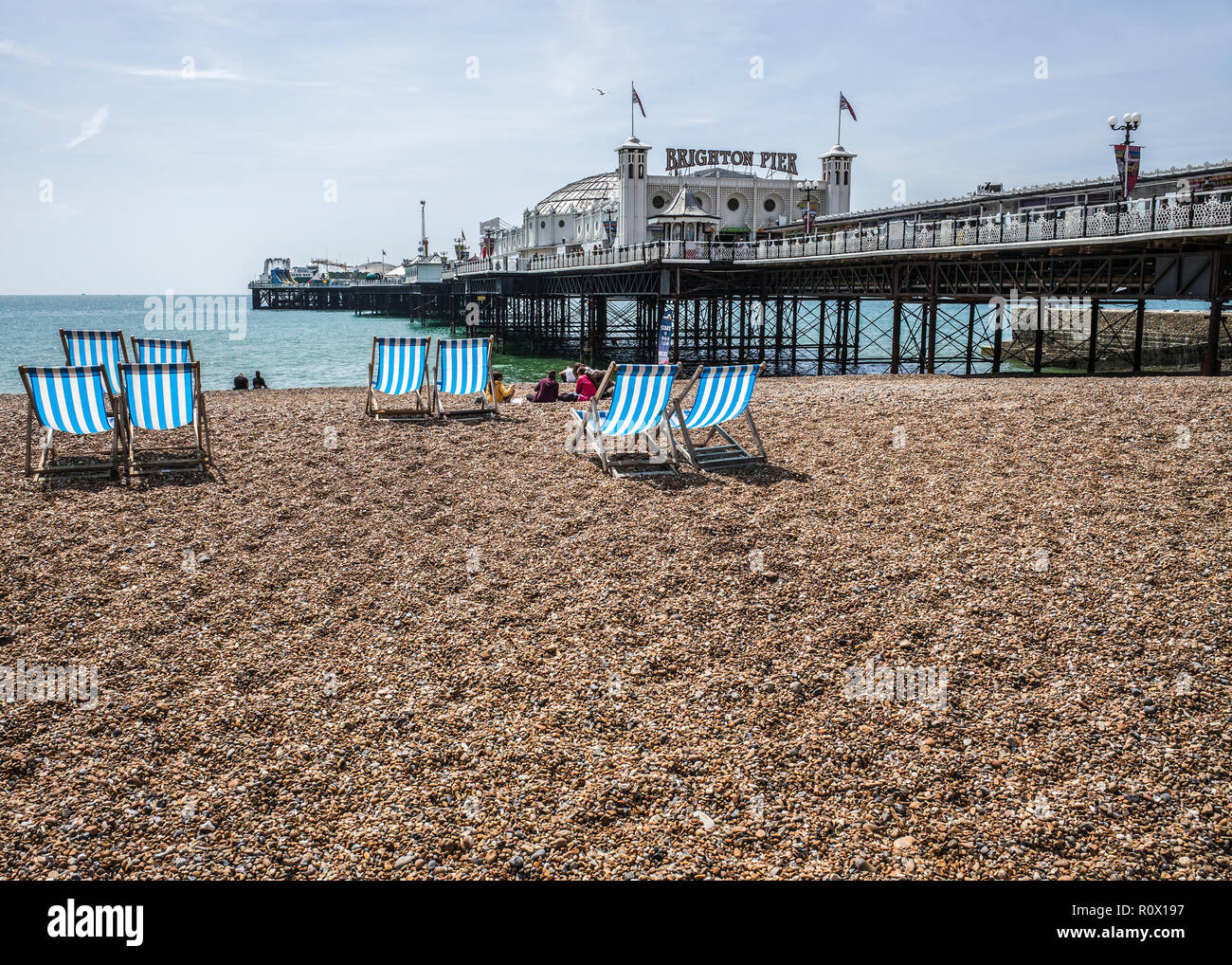 Brighton pier sussex England,seen from pebble beach and sea shore Stock ...