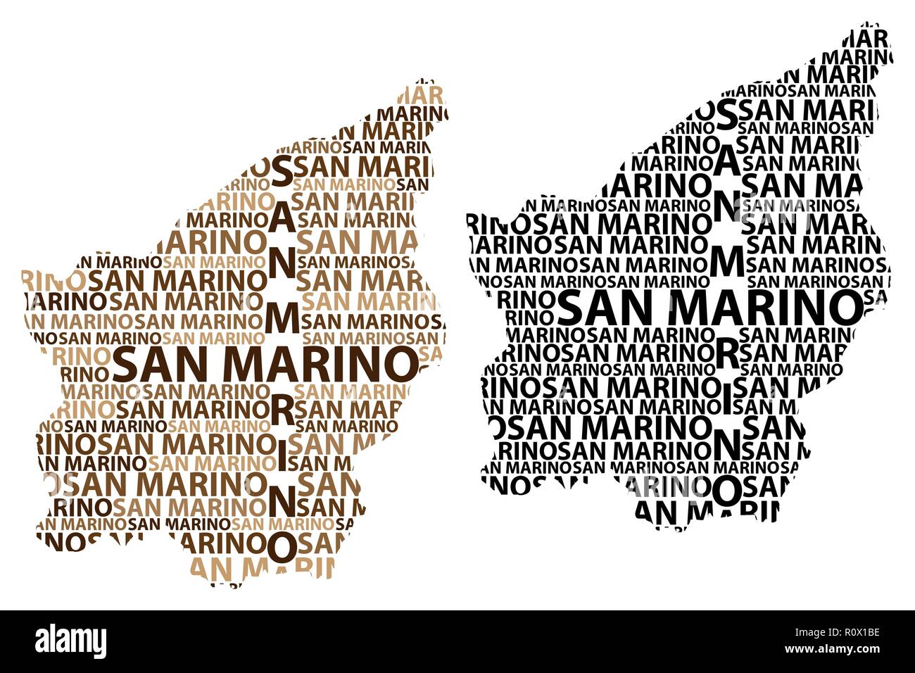 Sketch San Marino letter text map, Republic of San Marino - in the ...