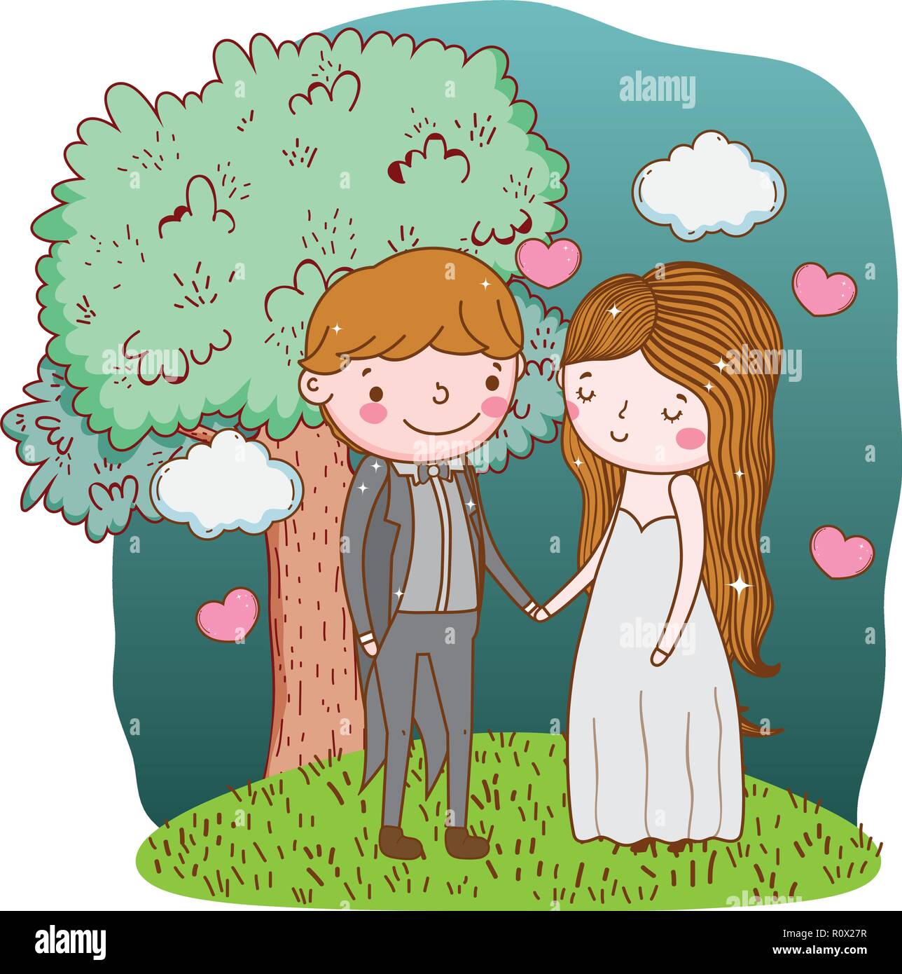 couple marriage cute cartoon Stock Vector Image & Art - Alamy