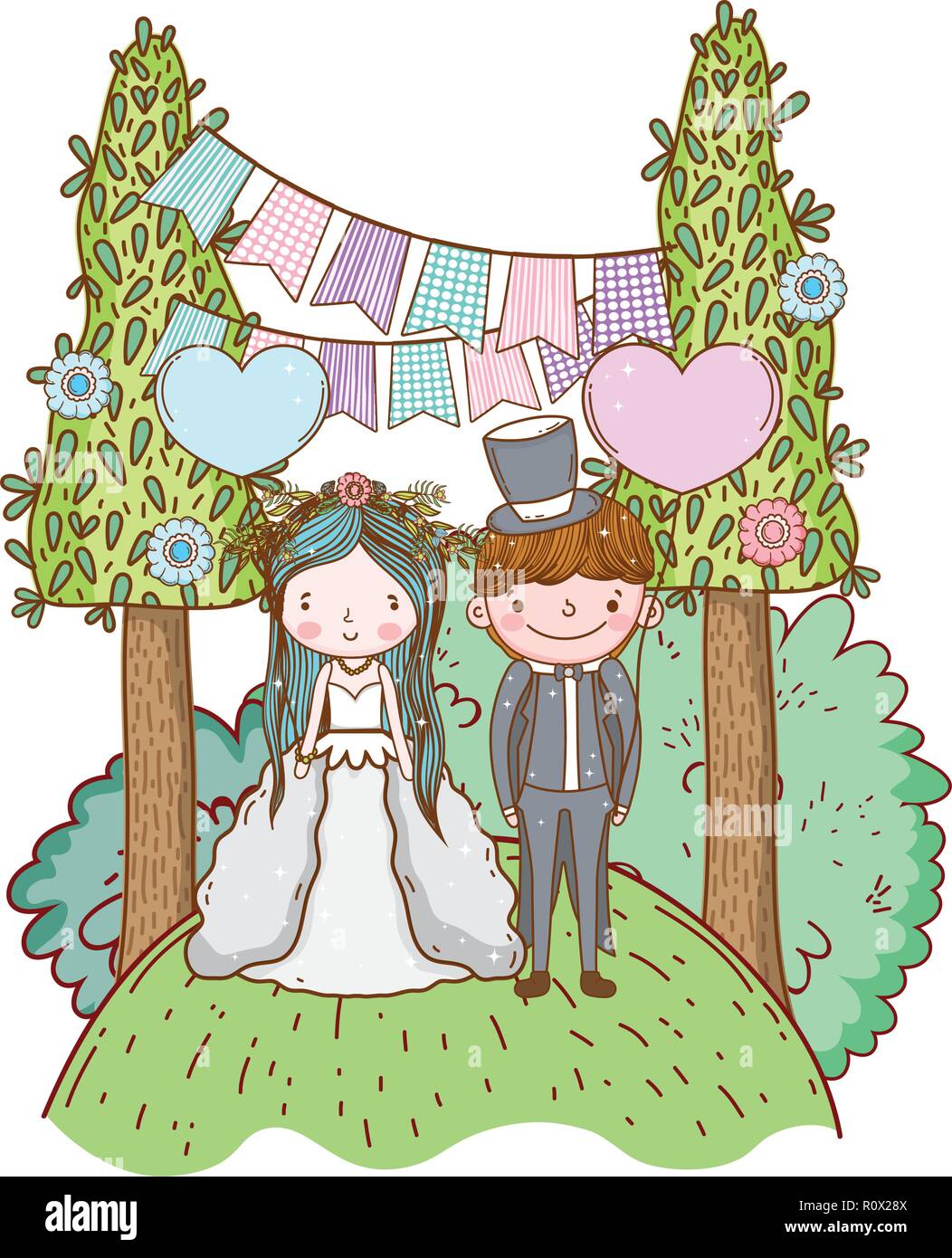 couple marriage cute cartoon Stock Vector Image & Art - Alamy