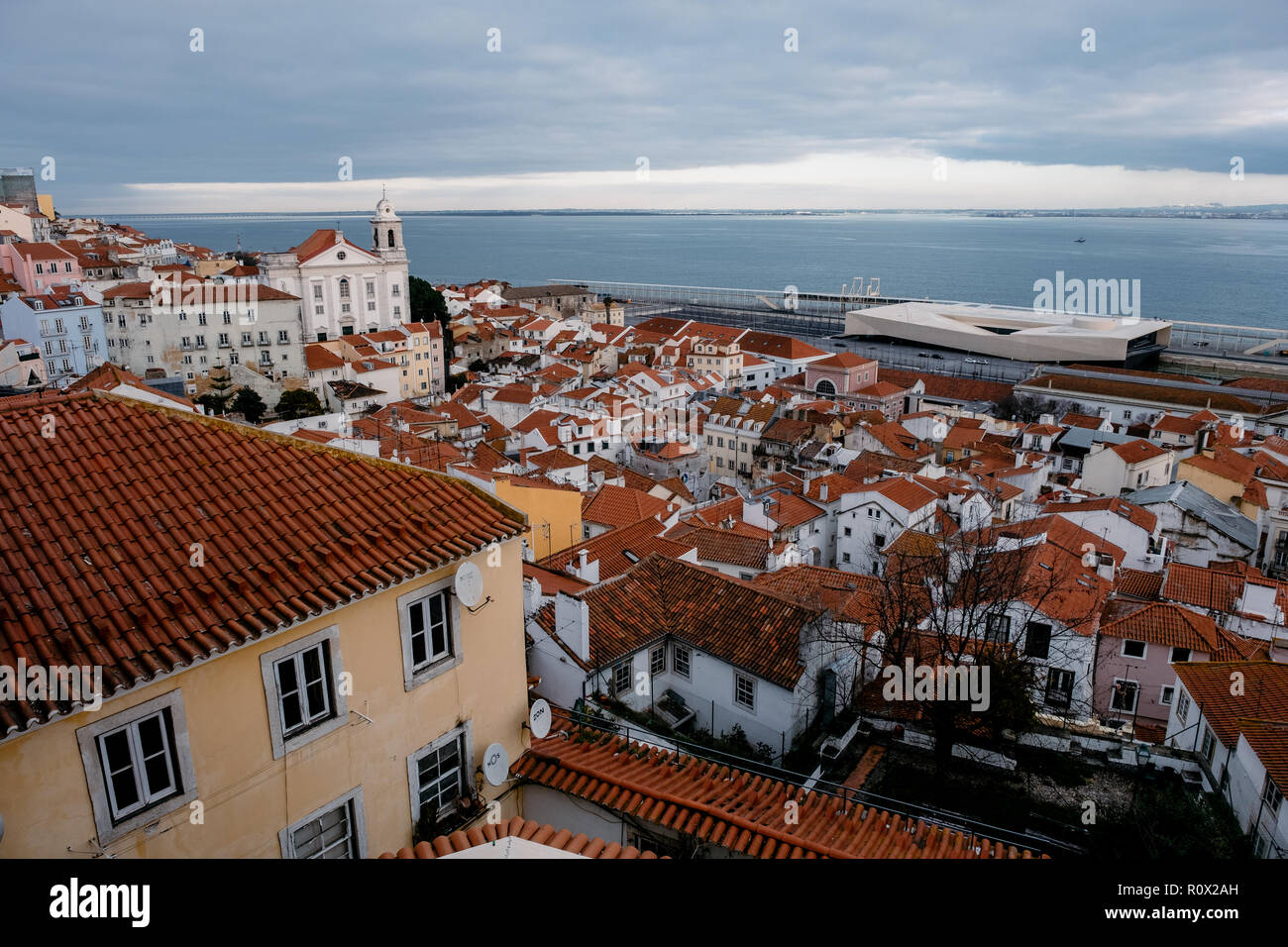 Early morning view from viewpoint in Lisbon. Protugal Stock Photo - Alamy