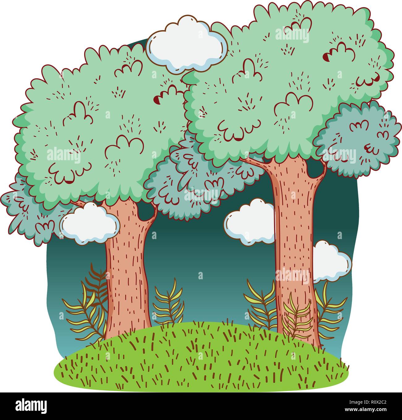 trees cute nature Stock Vector Image & Art - Alamy