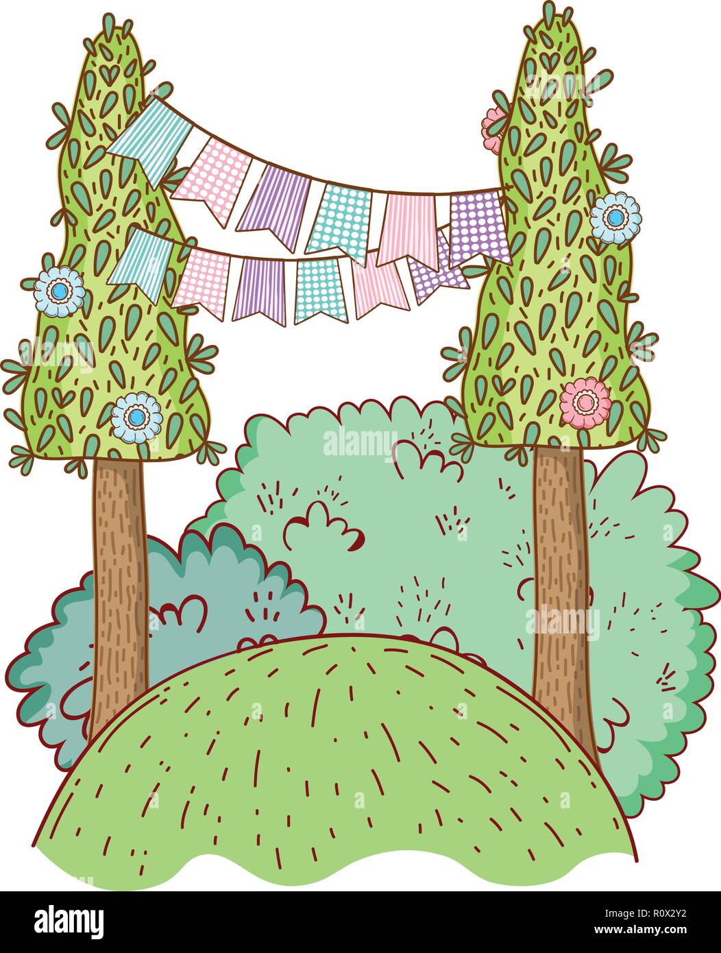 trees cute nature Stock Vector Image & Art - Alamy