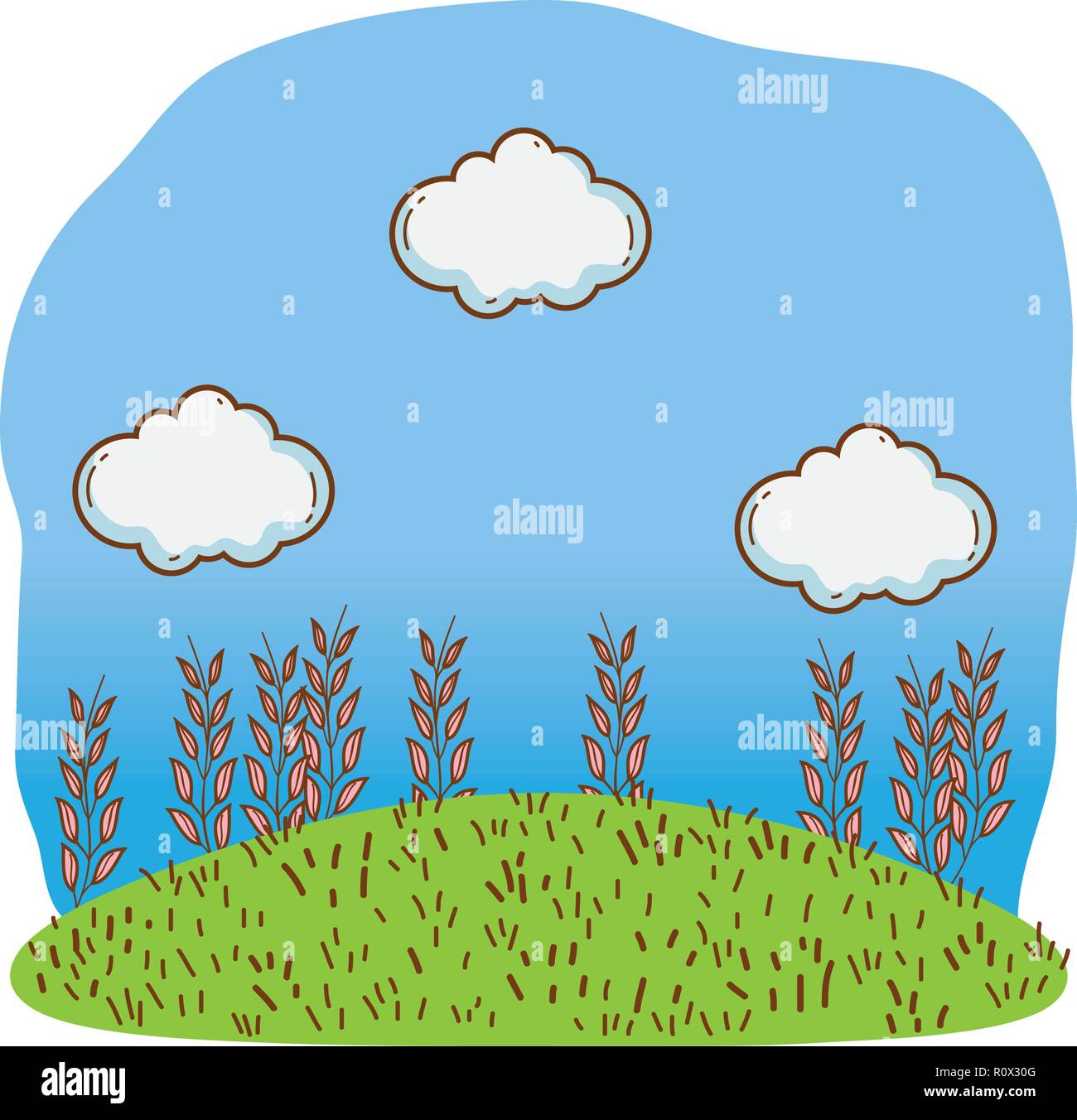 bushes grass cute cartoon outdoors Stock Vector Image & Art - Alamy