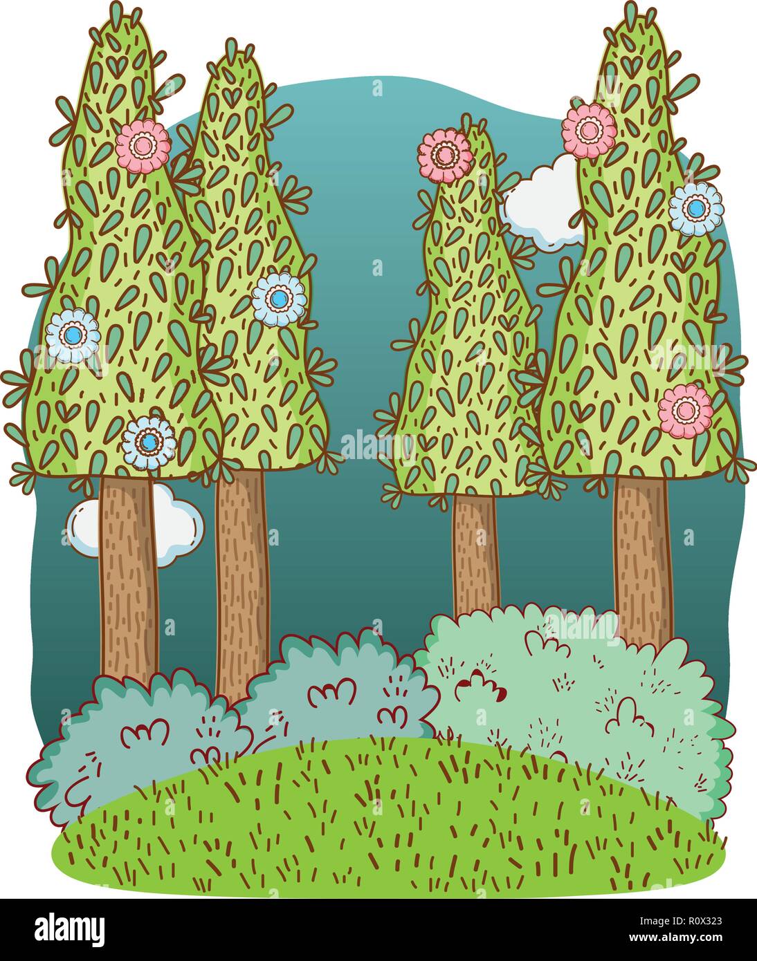 trees cute nature Stock Vector Image & Art - Alamy