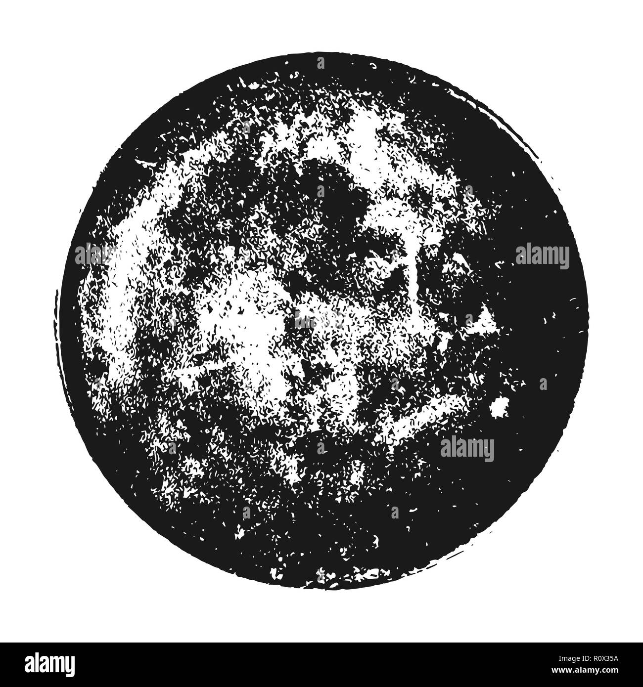 Black grainy texture round shape isolated on white background. Distress ...