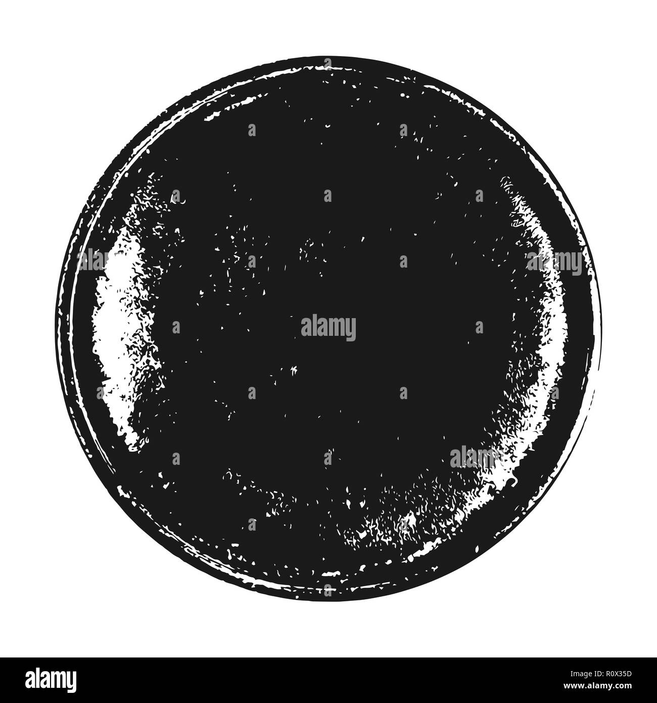 Black grainy texture round shape isolated on white background. Distress ...