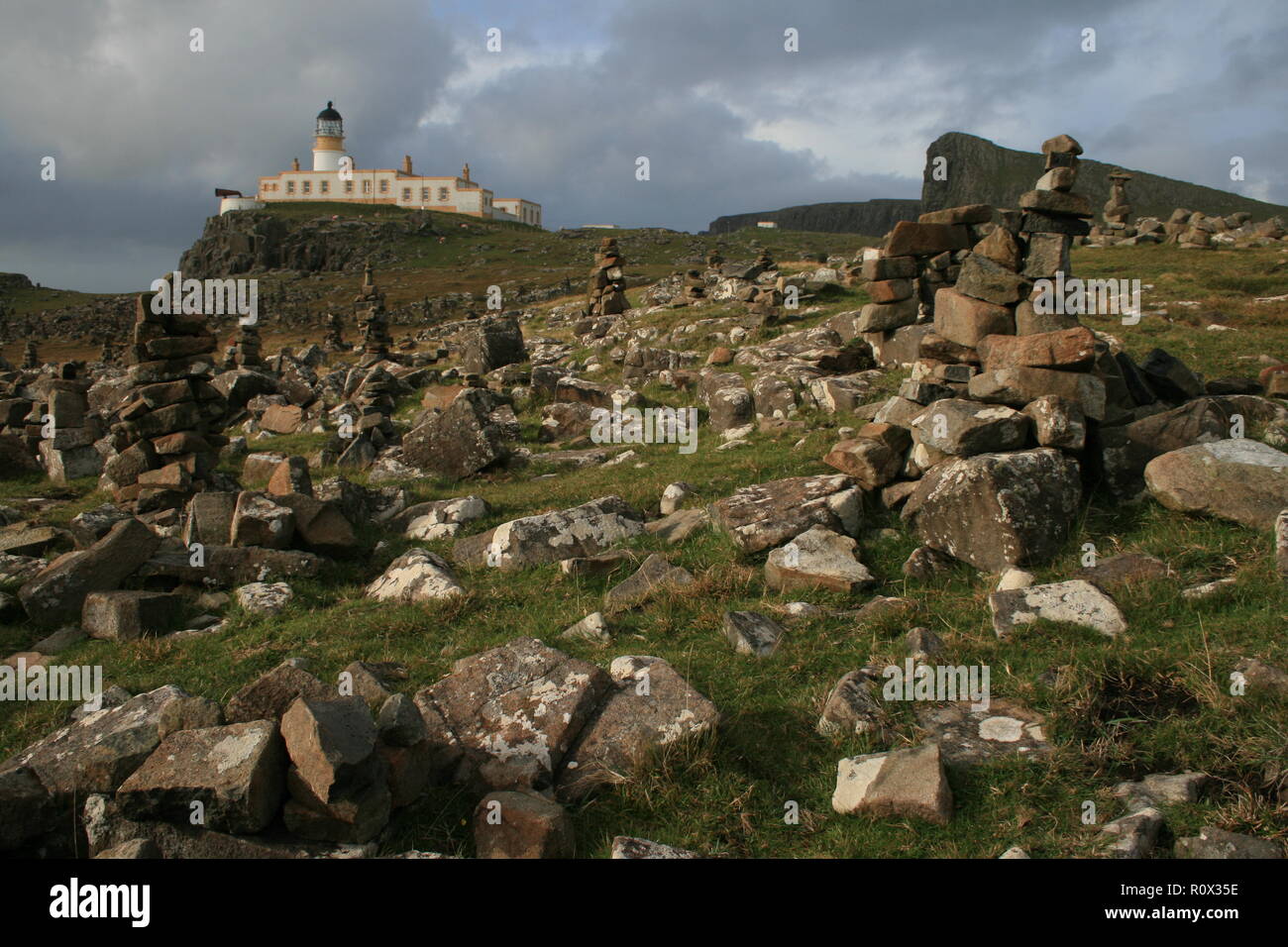 Neist Point Lighthouse and Cairn standing stones, Isle of Skye ...