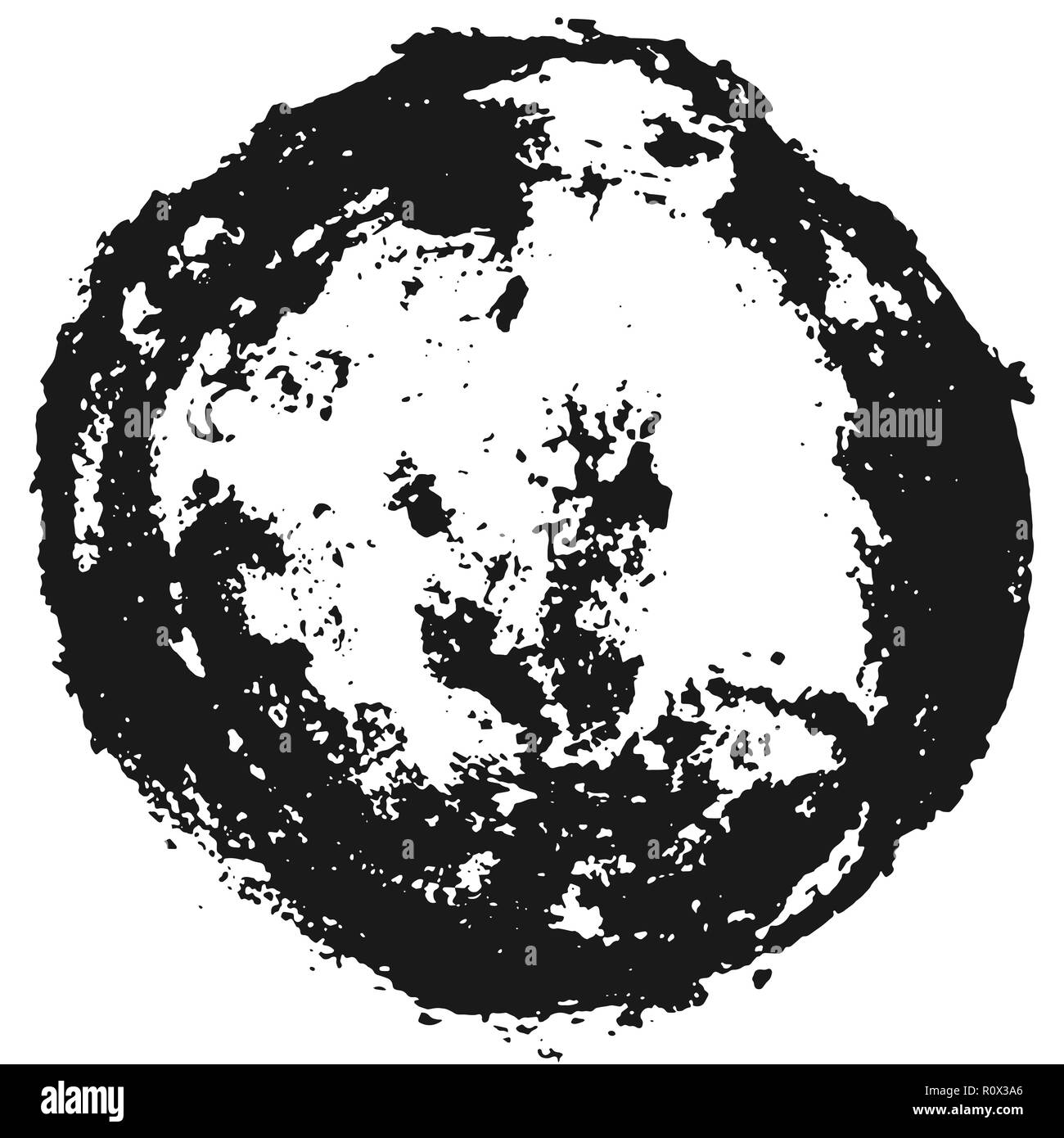 Black grainy texture round shape isolated on white background ...