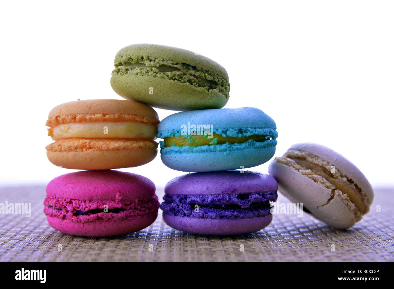 Close up colorful macarons dessert with vintage pastel tones Stock ...