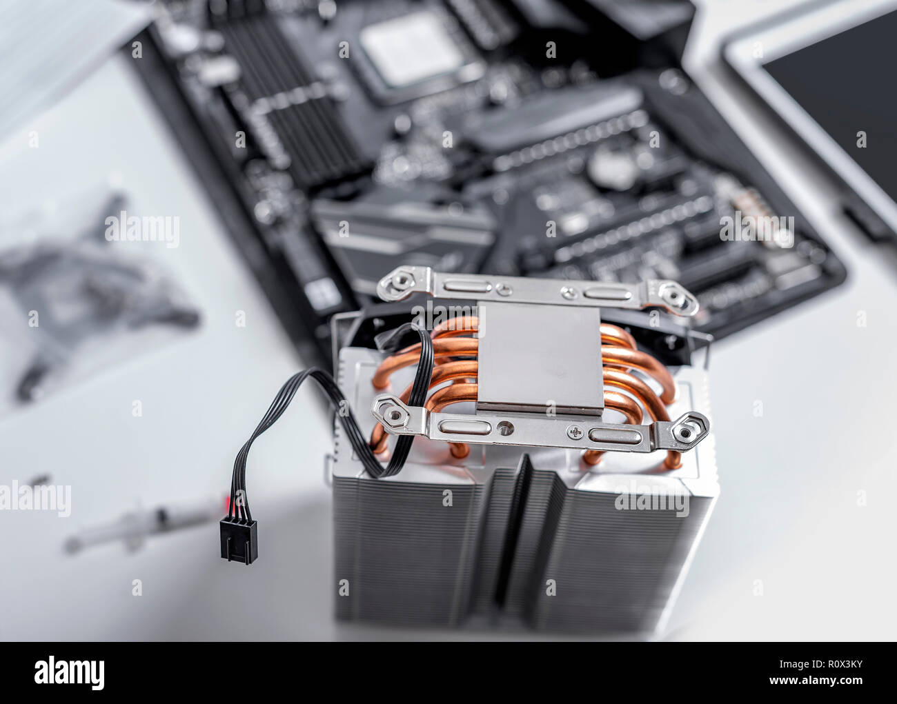 Installing or repair the air cooling system of the PC processor Stock ...