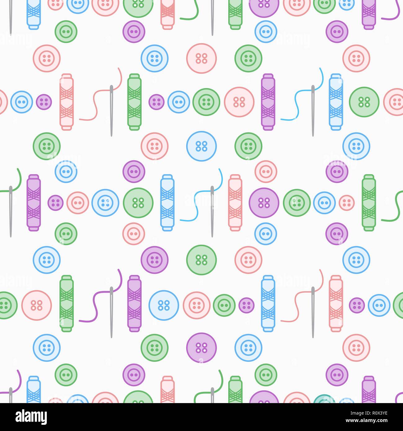 Seamless pattern with needles, buttons, threads. Sewing and needlework ...