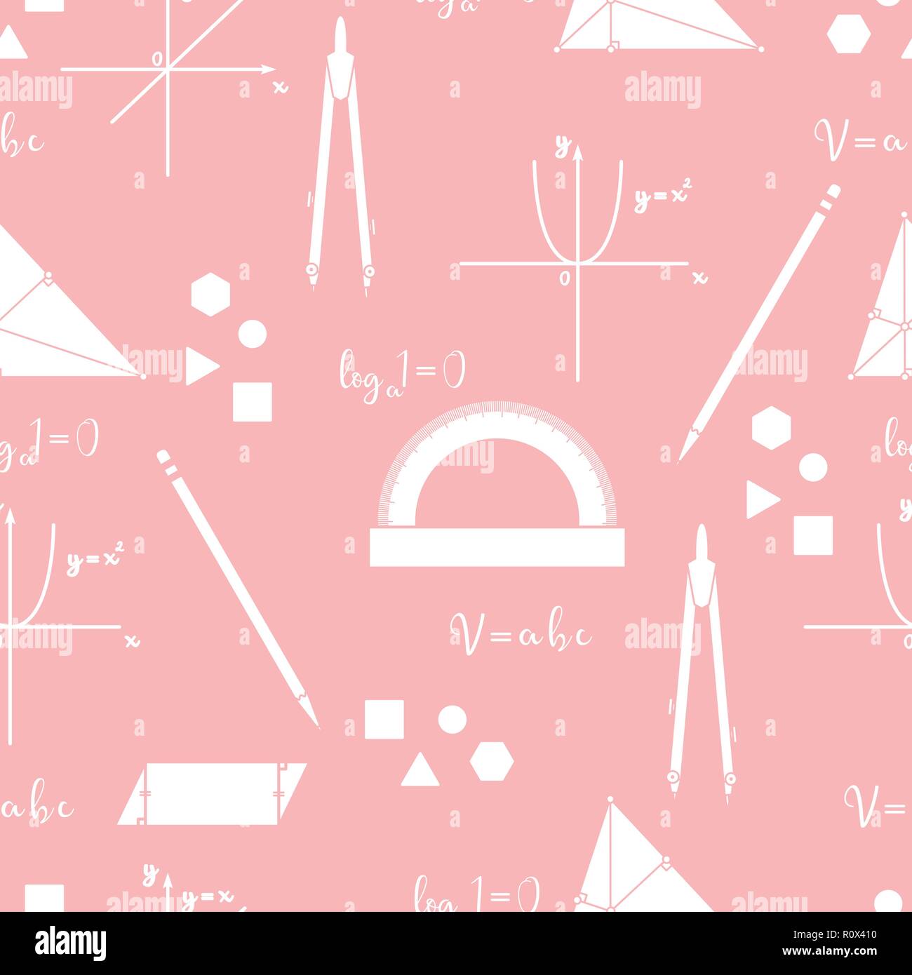 Mathematical Scientific Vector Seamless Pattern With Geometry Plots