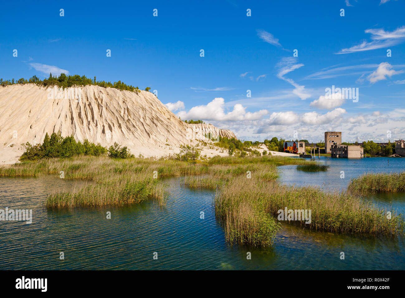 RUMMU, ESTONIA - July, 15, 2017: Sandy hill above the abandoned quarry ...