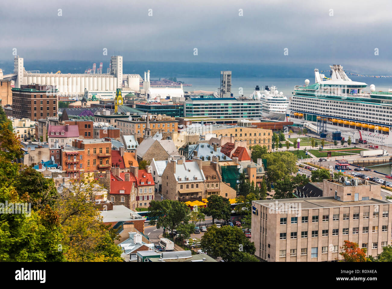 Industry and Cruise Ships in Quebec City, Quebec, Canada Stock Photo ...