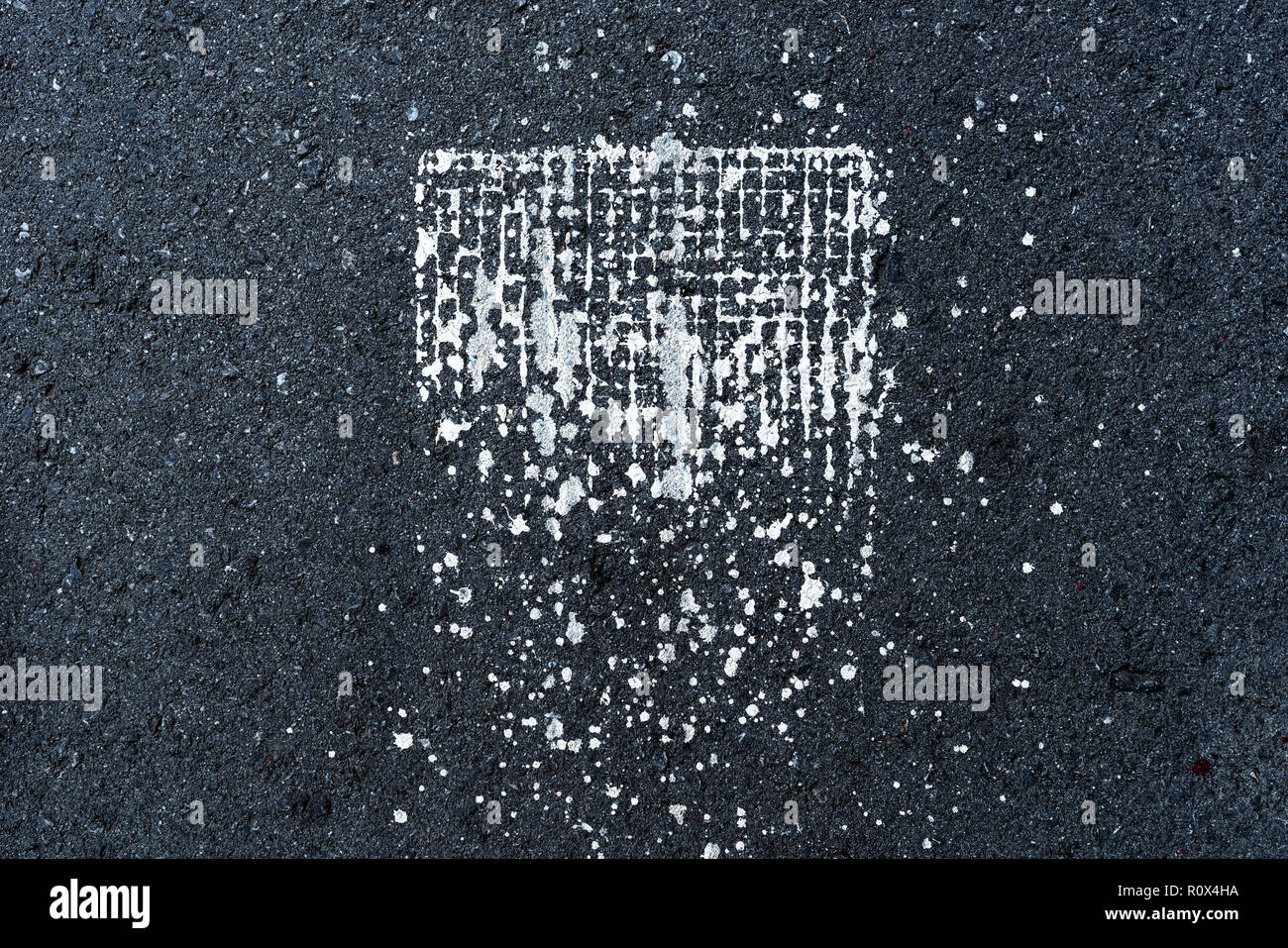 Grunge asphalt background with paint splash marks, top view urban ...