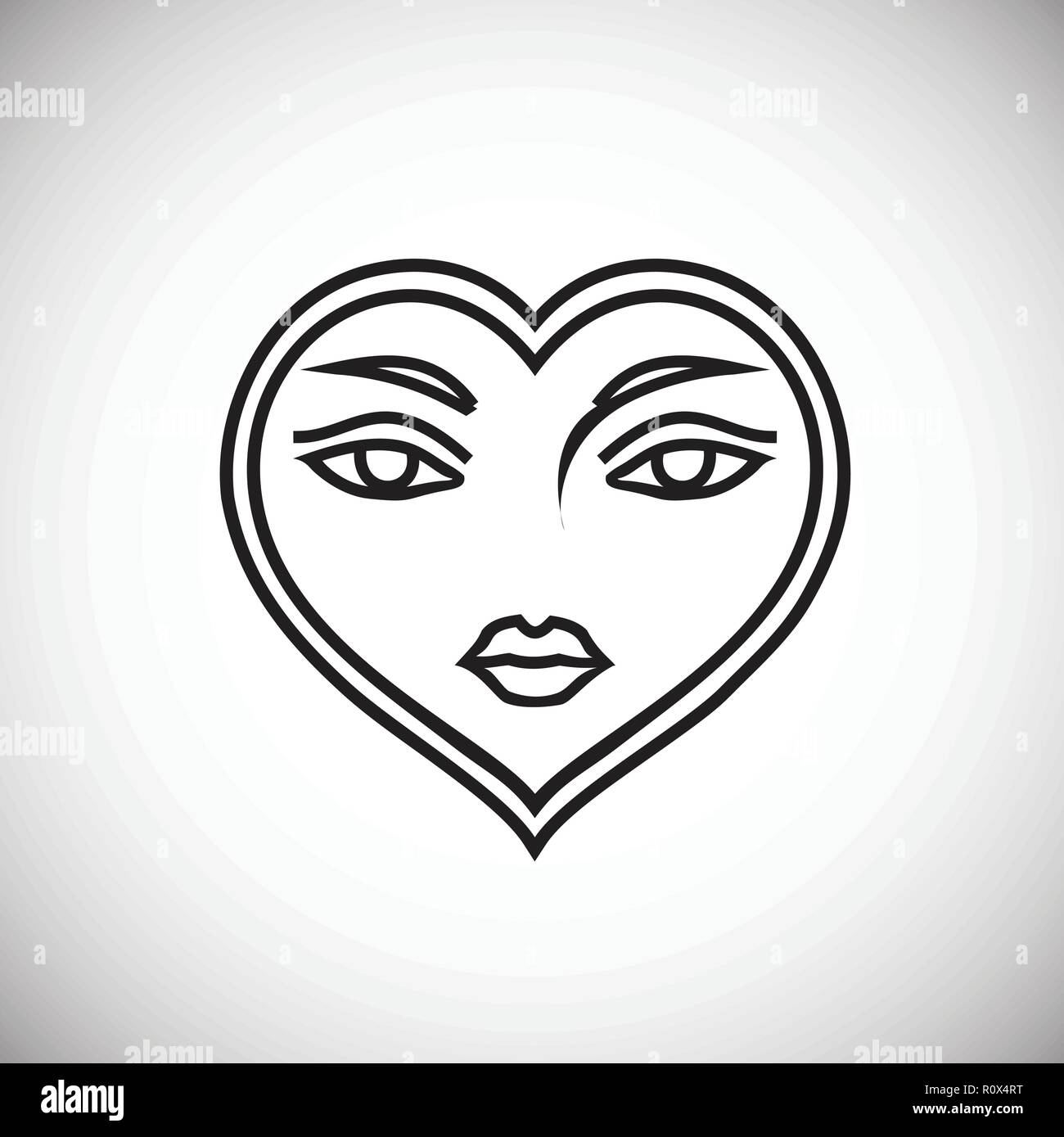 Heart shape face thin line on white background Stock Vector Image & Art ...