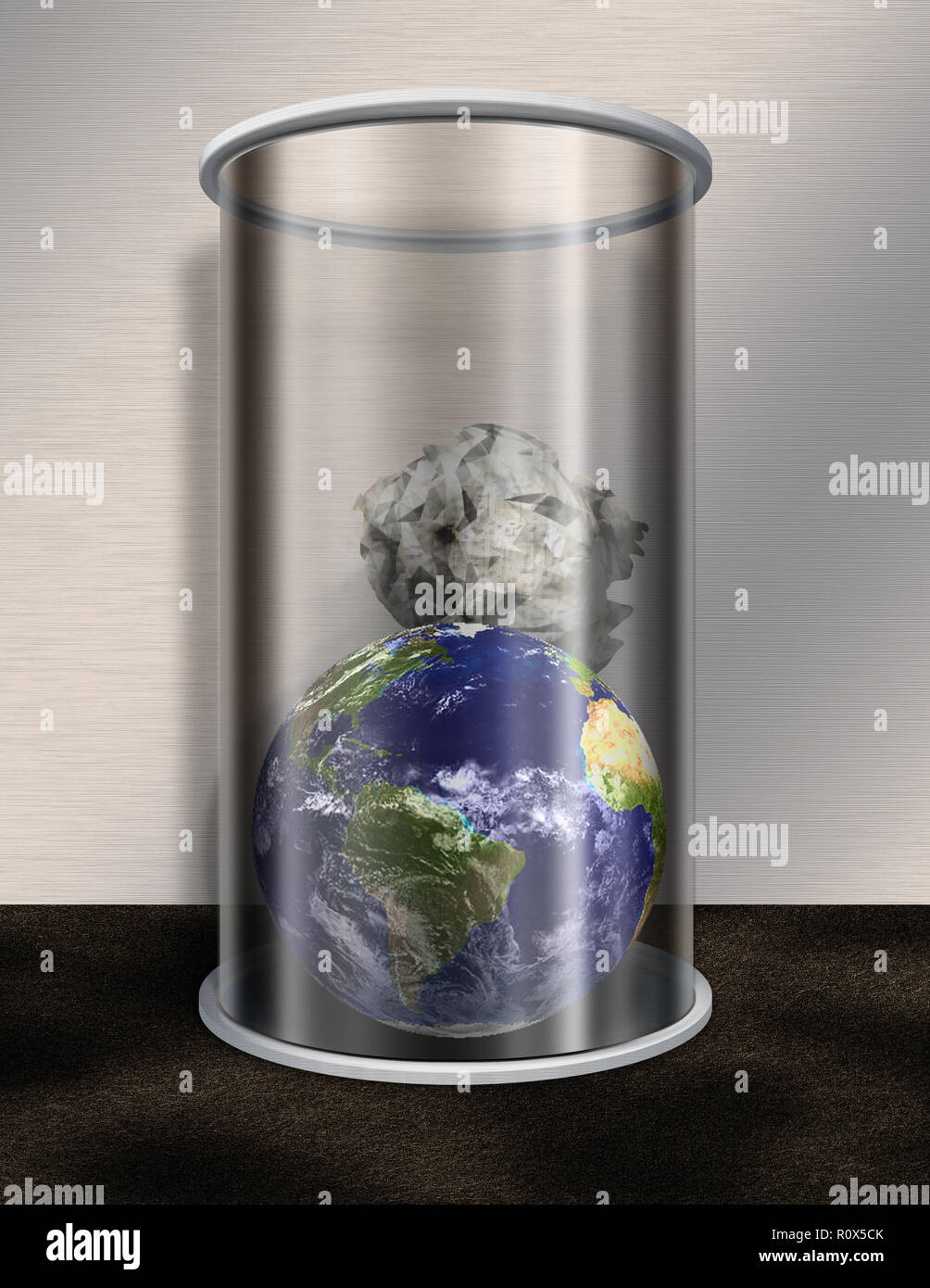 Earth in Trash Waste Container Stock Photo - Alamy