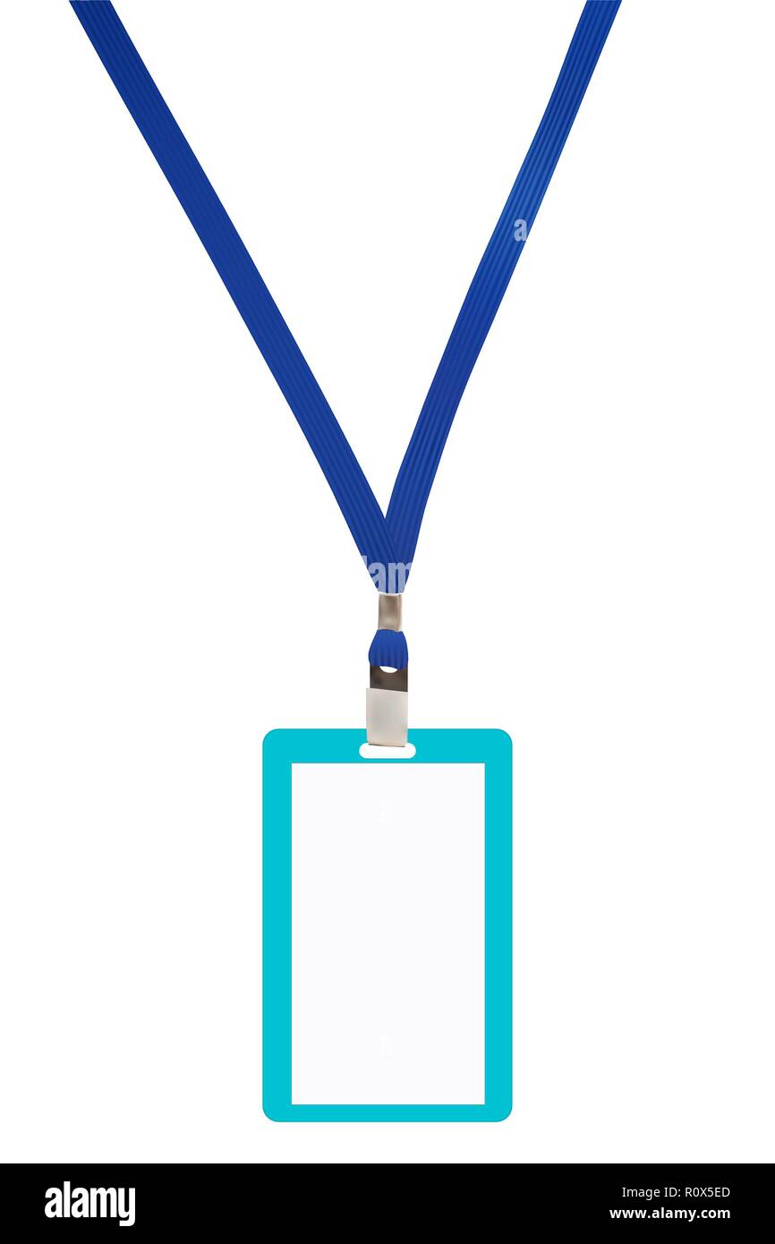 Blank badge with blue neckband. Vector illustration Stock Vector Image ...