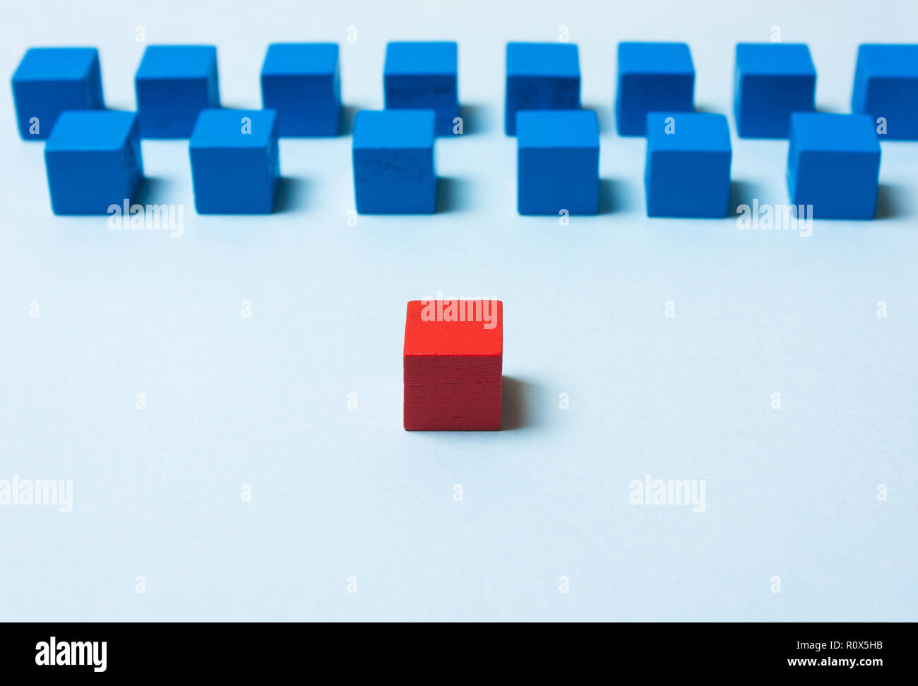 Blue and red cubes. Leadership concept. Soft focus Stock Photo - Alamy
