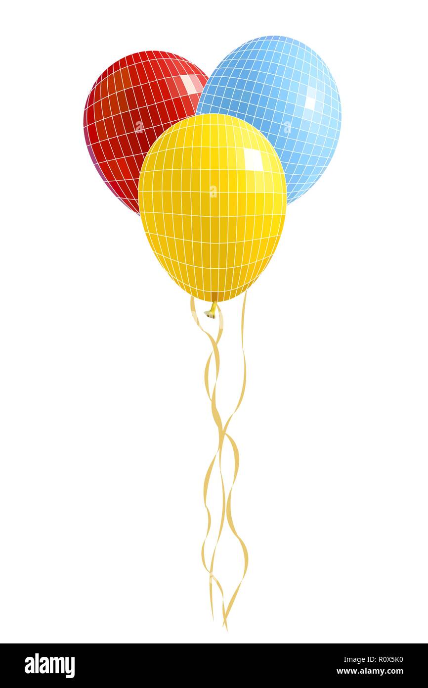 Group of balloons. Vector illustration with visible mesh. Isolated on ...