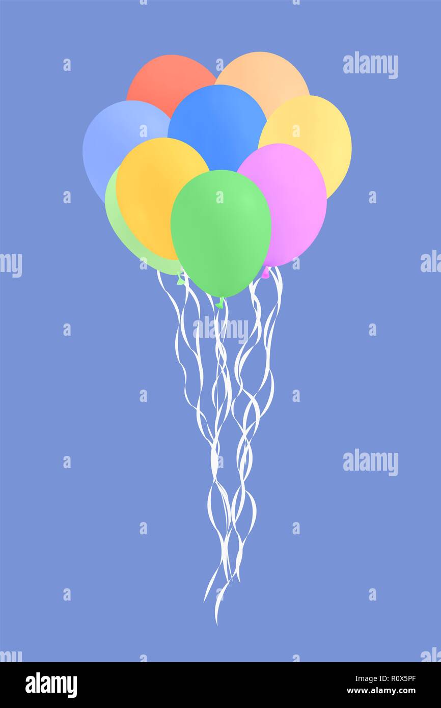 An illustration of a set of colourful birthday or party balloons Stock ...
