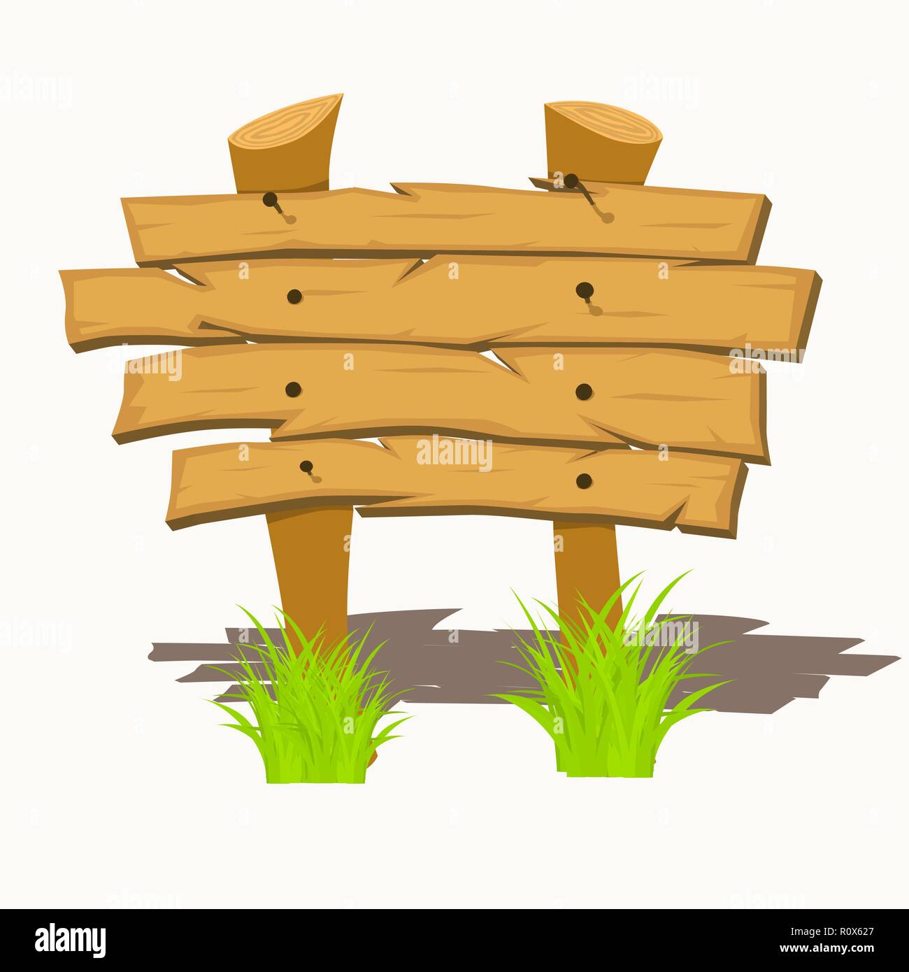 Wooden sign boards on a grass. Vector Illustration isolated on white ...