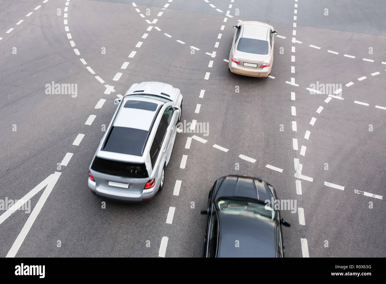 car at automobile intersection in city Stock Photo - Alamy