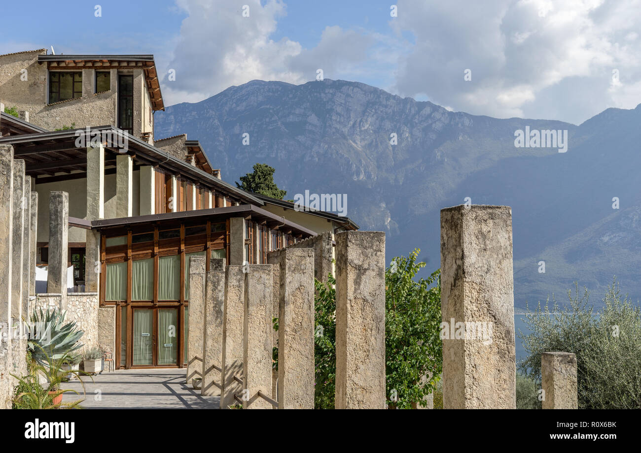 Lemon house and birthplace of Daniel Comboni of in Limone on Lake Garda ...
