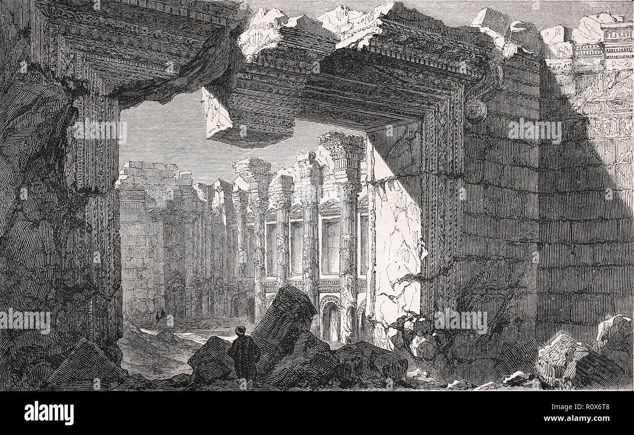 The oriental propylaeum of the Temple of Bacchus in Baalbeck, Lebanon ...