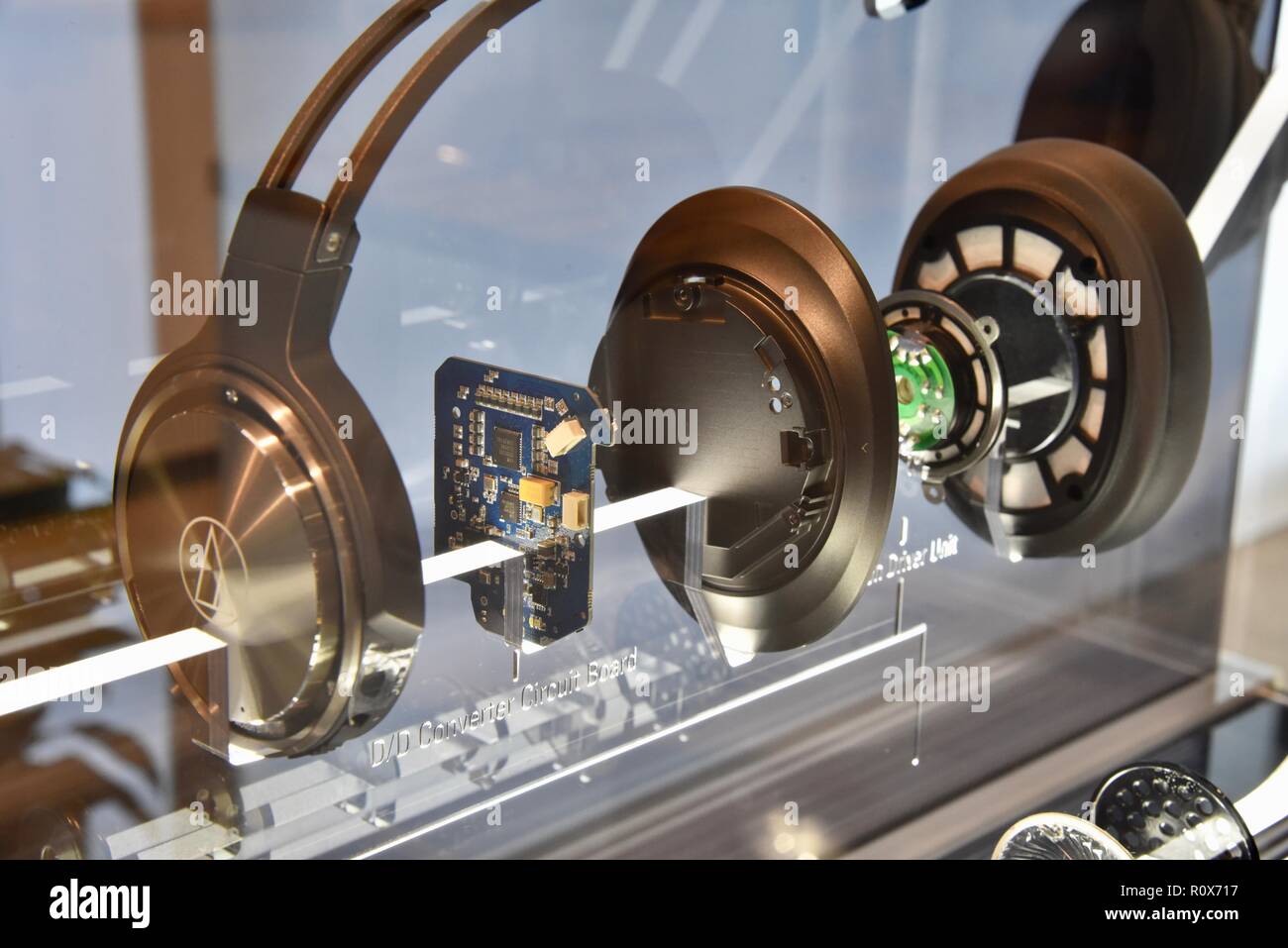 Audio headphones on display at CES (Consumer Electronics Show), the ...