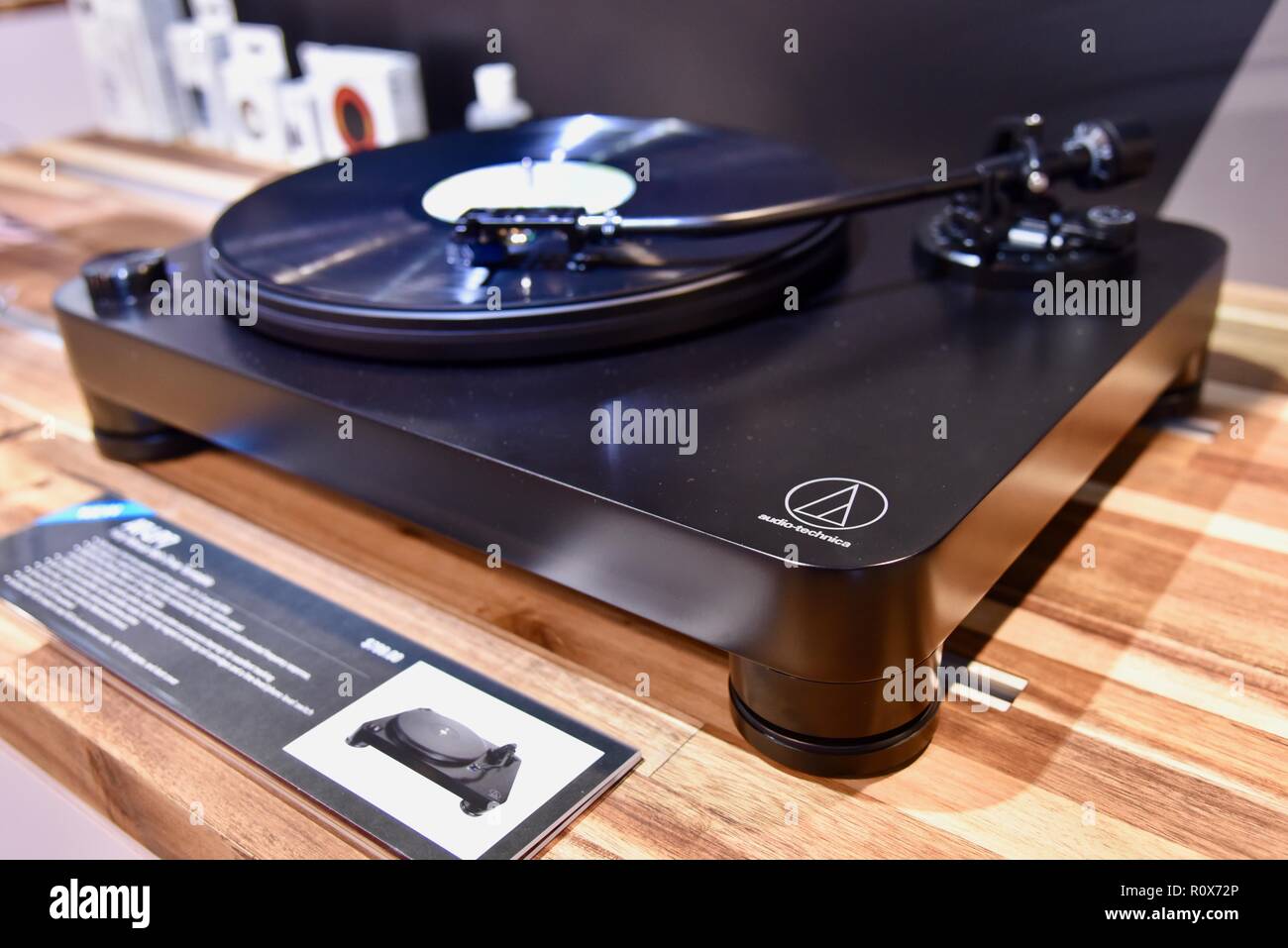 Audio Technica turntable on display in booth at CES (Consumer ...