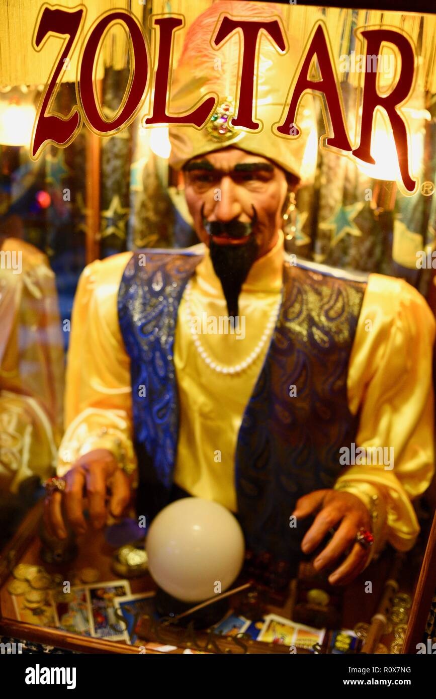 Close-up of animatronic fortune-telling machine, after receiving ...
